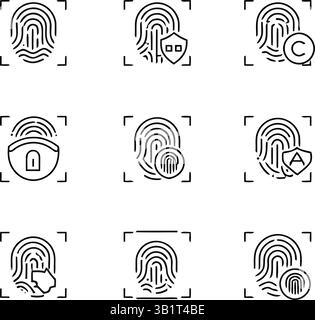 Fingerprint Icons Set Biometric Identity Security and Authentication Symbols .eps , Fingerprint ...