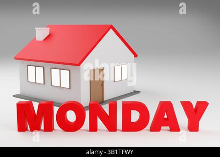 Red Word, A 3D Illustration of the Word Monday on black background ...