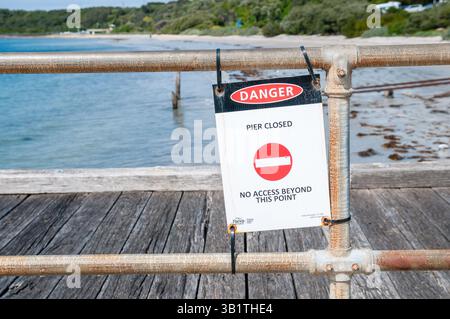 pier closed signal, signal, Flinders Jetty, Australia Stock Photo - Alamy