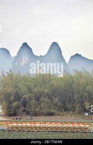 cruising along the li river in china from guilin to yangshuo past the ...