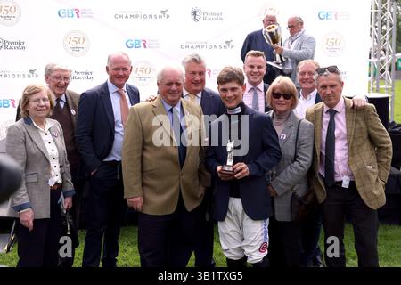 Freddie Gingell with the Champion Conditional Jockey trophy at Sandown ...