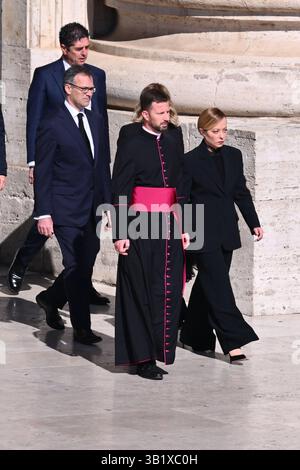 Vatican, Vatican. 26th Apr, 2025. Giorgia Melloni arrives to attend the ...