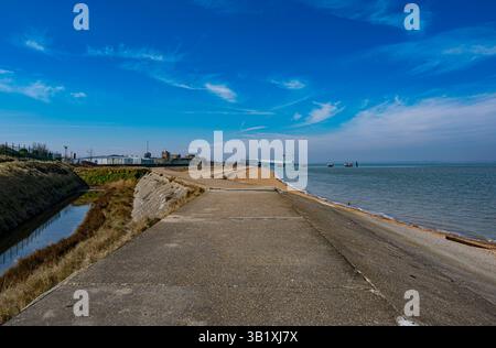 View of the Sheerness Port Pier from the end of Sheerness Promenade in ...