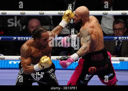 Lyndon Arthur (left) in action against Lewis Edmondson during the ...