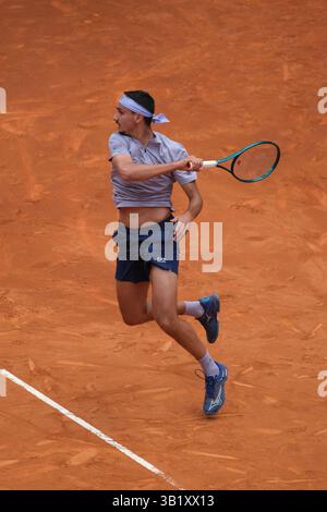 Alex de Minaur in action against Adrian Mannarino (not in picture ...