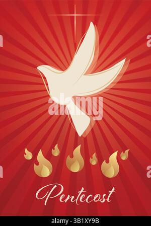 Pentecost dove flame Holy Spirit fire symbol Christian religion celebration of Pentecost. Banner ...