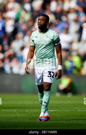 32, Ebou Adams of Derby County at warm up during the Sky Bet ...