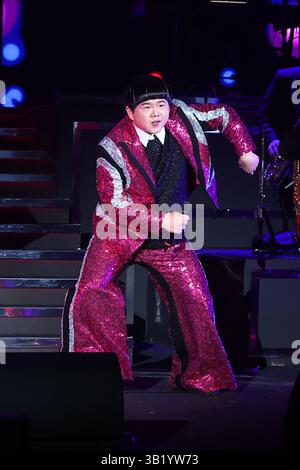 TAIPEI, CHINA - APRIL 26, 2025 - Taiwanese singer Lin Yu Qun performed ...