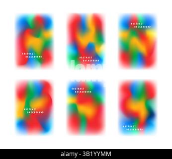 Gradient Fluid Poster Set Vector. Minimal Wallpaper. Abstract Wave ...