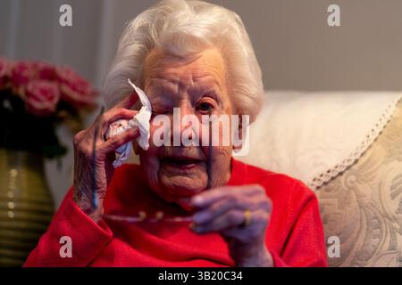 Former Wren Ruth Barnwell becomes emotional during a VE Day interview ...