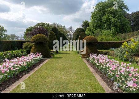 The gardens during spring or April at Hinton Ampner, a country house ...