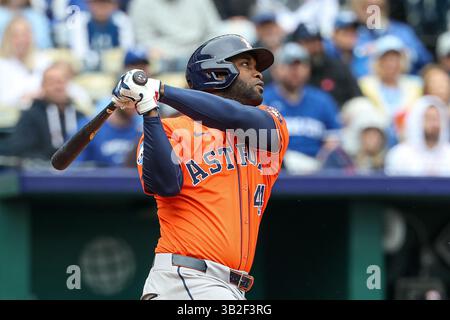Houston Astros' Isaac Paredes watches his fly ball during the fifth ...