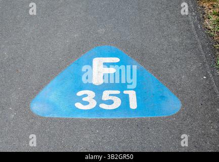 Sign of the F 351 fast cycling track in Langemark - Poelkapellen, Ieper ...