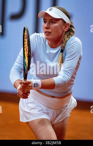 Ekaterina Alexandrova in action against Belinda Bencic on day eight of ...