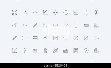 Size measure thin black line icons set vector illustration. Outline ...