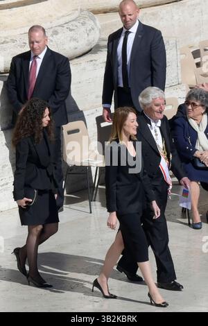 Vatican, Vatican. 26th Apr, 2025. Roberta Metsola arrives to attend the ...
