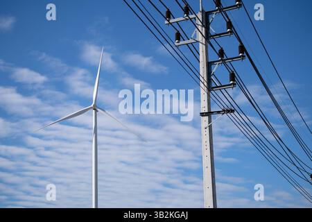 Electricity transmission pylon. Transmission tower collect electricity ...