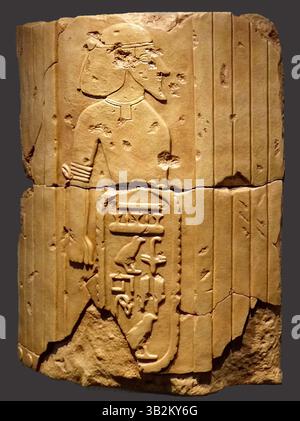 7724. Pillar from the Temple of Soleb in Egypt depicting a prisoner and ...