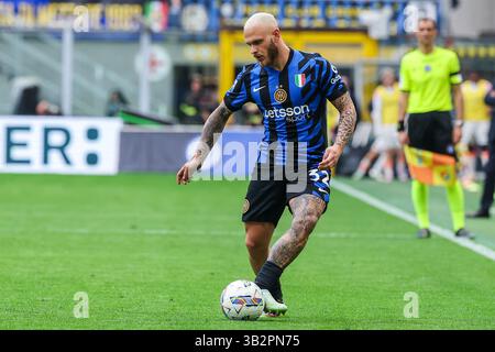 Federico Dimarco of FC Internazionale seen during Serie A 2024/25 football match between Como ...