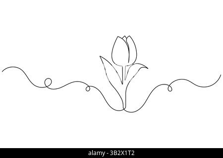 One line drawing tulip. Hand drawn single line flower Stock Vector ...