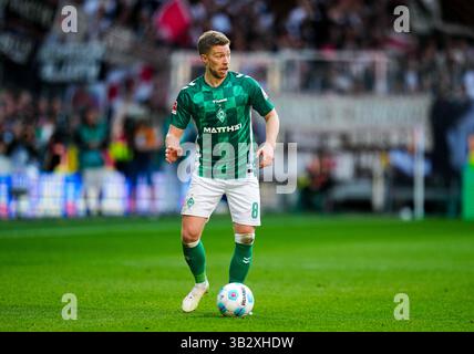 April 27 2025: Mitchell Weiser of Werder Bremen gestures during a 1 ...