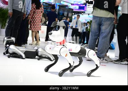 FUZHOU, CHINA - APRIL 28, 2025 - Citizens watched robot freshly ground ...