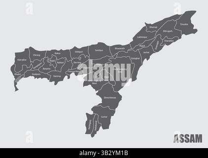 administrative and political map of indian state of Assam, india Stock ...
