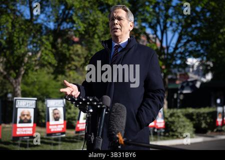Treasury Secretary Scott Bessent speaks to reporters in the James Brady ...