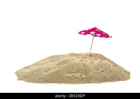 Pink parasol at the beach isolated over white background Stock Photo ...