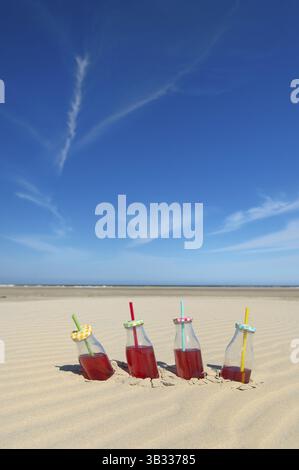 Bottles lemonade at the empty beach Stock Photo - Alamy