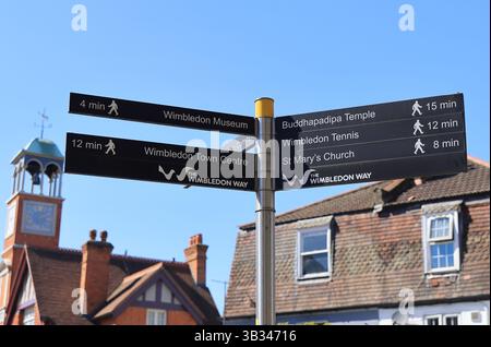 Direction signs in Wimbledon village, SW London, UK Stock Photo - Alamy