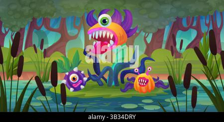 Evil carnivorous plants. Botanical scary monsters, fairytale toothy ...