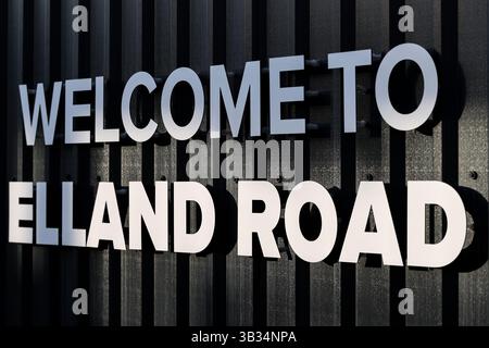 Welcome to Elland Road sign during the Pre-season friendly match Leeds ...