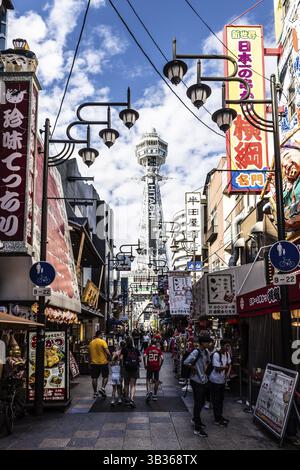 OSAKA, JAPAN - SEPTEMBER 26 2024: The famous Shinsekai area with ...