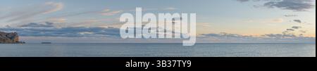 Panoramic at the blue hour from Cape Alicante city, Spain Stock Photo ...