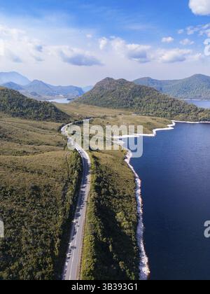 Aerial landscape of Lake Plimsoll on a hot summer's afternoon in ...