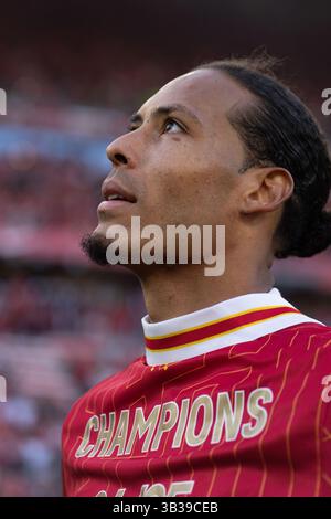 Liverpool's Virgil van Dijk is seen during the Premier League match ...
