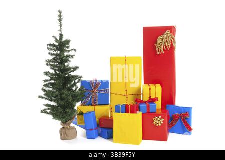 Plenty of red and yellow Christmas tree balls against the background of ...