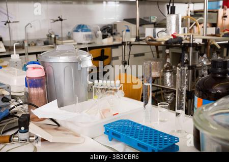 Interior of chemical laboratory equipped with different tools Stock ...