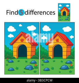 Find differences game for children. Black and white educational ...