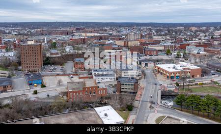 Pawtucket RI, USA - April 5, 2025: Aerial view of the Pawtucket City ...
