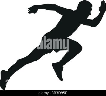 Athletic Man Running Fast Silhouette Professional Sports Vector Graphic ...