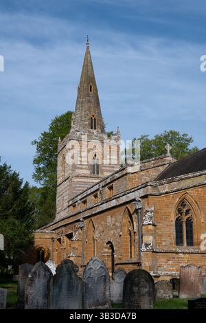 St Michael and All Angels Church, Bugbrooke in the sno Stock Photo - Alamy