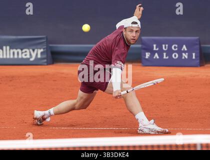 Dutch tennis player Tallon Griekspoor playing a backhand volley at the ...