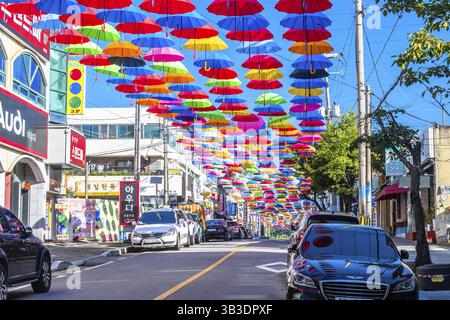 Umbrellas hang above the road in Pensacola, Florida Stock Photo - Alamy