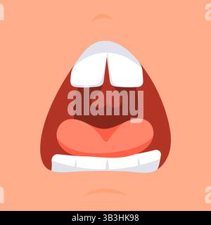 Cartoon mouth showing teeth screaming in pain with wide open mouth ...
