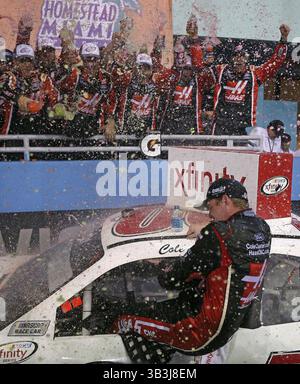 Cole Custer celebrates after winning a NASCAR Cup Series auto race ...