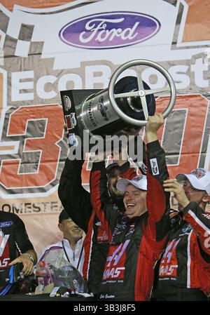 Cole Custer celebrates after winning a NASCAR Cup Series auto race ...