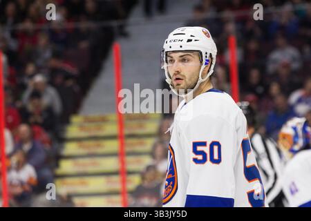New York Islanders defenseman Adam Pelech (3) and Seattle Kraken center ...