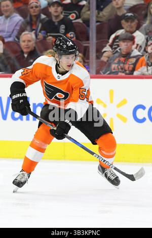 Philadelphia Flyers' Oskar Lindblom in action during an NHL hockey game ...